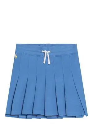 Polo Ralph Lauren Pleated Mini Skirt With Embroidered Logo - Light Blue