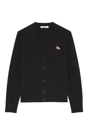 Maison Kitsuné V-neck Cardigan With Baby Fox Patch - Black