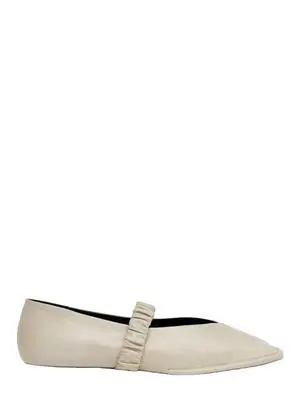 ALOHAS Square-toe Gathered Strap Flats - Nude