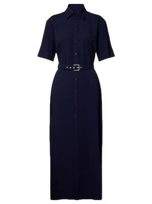 RALPH LAUREN Ralph Lauren Belted Wool Midi Shirt Dress