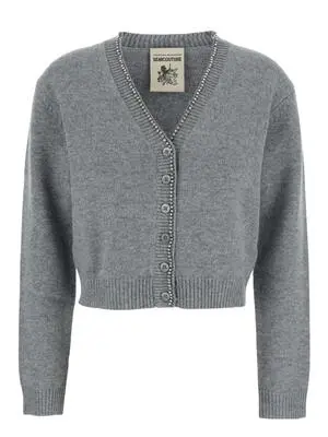 SEMICOUTURE Semicouture Beaded V-Neck Cardigan