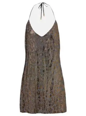 Roberto Cavalli Embellished Halterneck Slip Dress - Multicolor