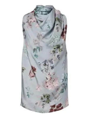Altuzarra Floral Silk Draped Top - Gray