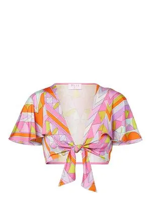 Emilio Pucci Angoli Jersey Satin Crop Top - Multicoloured