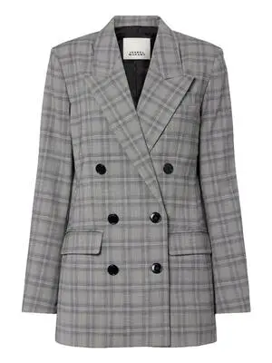Isabel Marant Étoile Jevima Prince Of Wales Check Wool-blend Blazer - Grey