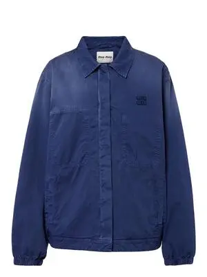 Miu Miu Cotton Twill Blouson Jacket - Blue