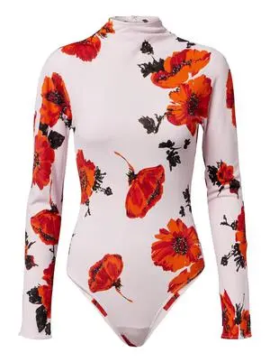 Alaïa Floral Jersey Bodysuit - Pink