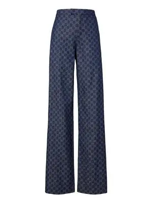 Gucci Gg Jacquard Wide-leg Jeans - Blue