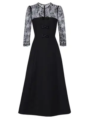 Valentino Garavani Crepe Couture Lace-trimmed Midi Dress - Black