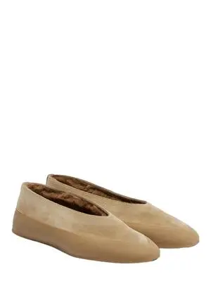 Le Monde Beryl Shearling-lined Suede Ballet Flats - Beige