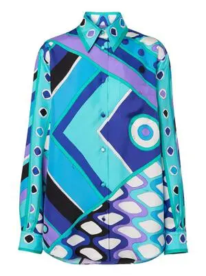 Emilio Pucci Vivara Silk Twill Shirt - Blue