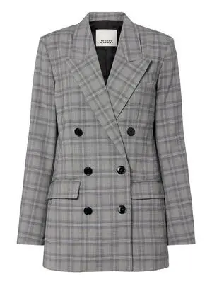 Isabel Marant Étoile Prince Of Wales Check Wool-blend Double-breasted Blazer - Grey