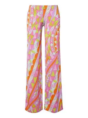Emilio Pucci Manuba Jersey Satin Wide-leg Pants - Multicoloured