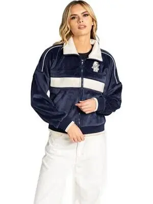 THE WILD COLLECTIVE Chicago Cubs Velvet Corduroy Full-zip Jacket - Navy