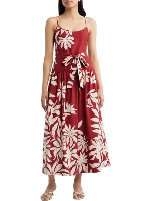 Julia Jordan Sleeveless Floral Print Tie-waist Maxi Dress - Red Multi