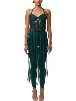 Naked Wardrobe Fringe Halter Top - Jade