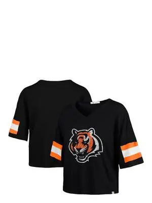 '47 47 Cincinnati Bengals Double Header Scout Cropped V-neck T-shirt - Black