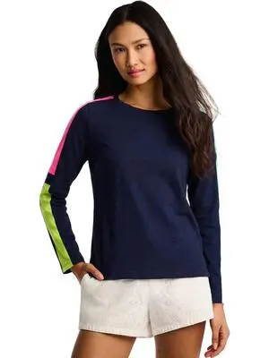 Lisa Todd Crewneck T-shirt With Mesh Inserts - Navy Multi