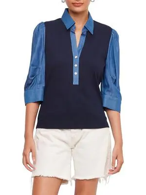 FIFTEEN TWENTY FIFTEEN TWENTY Camden Mixed Media Henley Top
