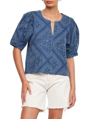 Fifteen Twenty Puff Sleeve Scarf Top - Print