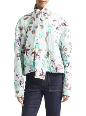 Ulla Johnson Lilith Quilted Silk Jacket With Removable Scarf - Oasis