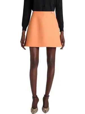 Valentino Garavani Virgin Wool Crepe Couture Skirt - Orange