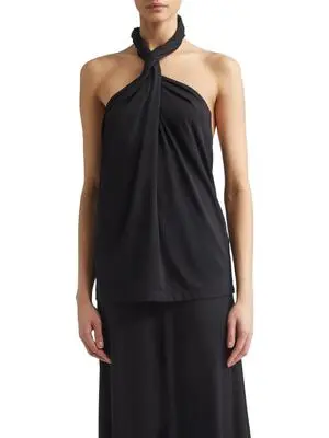 TOTEME Twisted Jersey Halter Top - Black
