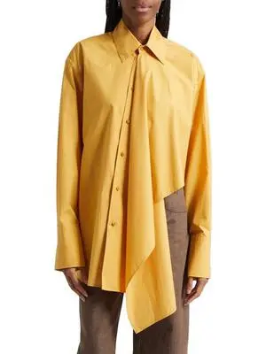 Ossou OSSOU Relaxed Fit Cascade Front Button-Up Shirt Marigold