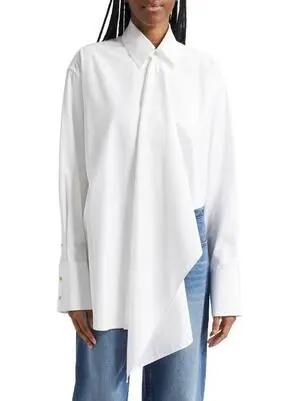 Ossou OSSOU Relaxed Fit Cascade Front Button-Up Shirt Milk