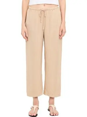 Michael Stars Linen Blend Wide Leg Drawstring Pants - Macadamia