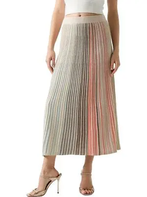 MARCIANO Rosy Pleat Knit Midi Skirt - Brown