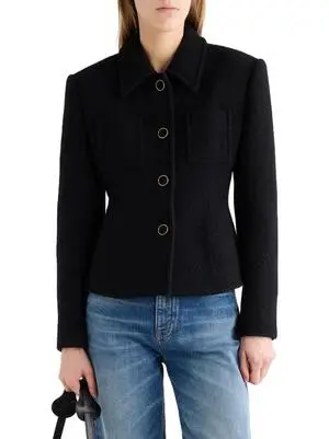 Chloé Wool Blend Bouclette Blazer - Black