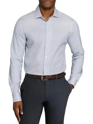 W.R.K Slim Fit Abstract Cross Reworked Dress Shirt - White/grey