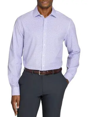 W.R.K Fain Floral Performance Dress Shirt - White/purple