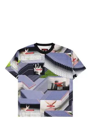 PLEASURES Crash Graphic Print Oversize Cotton T-shirt - Black Multi