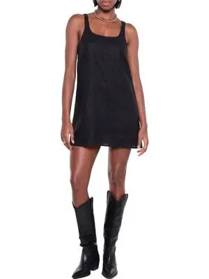 THE LULO PROJECT Floral Linen & Cotton Mini Dress - Black01