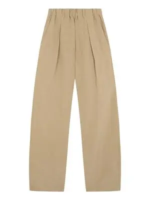 CORTANA Mel High-rise Straight-leg Linen-silk Pants - Khaki
