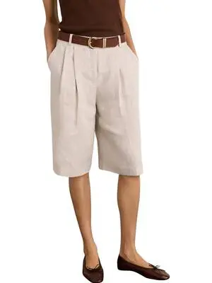 Baukjen Tobi Long Tailored Linen Shorts - Neutral