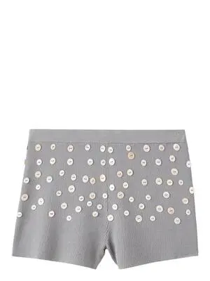 Mango Decorative Button Knit Shorts - Medium Heather Grey