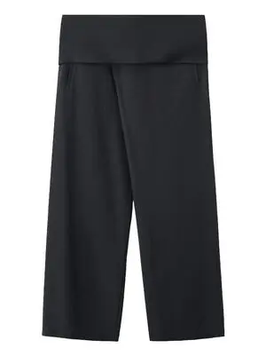 Mango Foldover Waist Straight Leg Pants - Charcoal