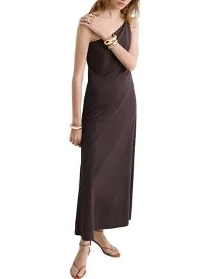 Mango One-shoulder Maxi Dress - Brown