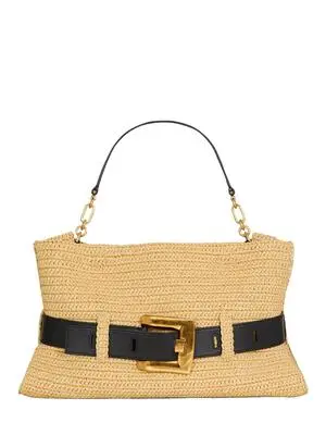 Balmain Medium Anthem Bag In Smooth Leather And Crochet - Beige