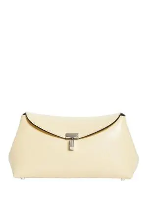 TOTEME TOTEME Mini T-Lock Leather Clutch Champagne