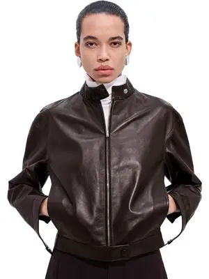 Bottega Veneta Papery Leather Blouson - Ebony