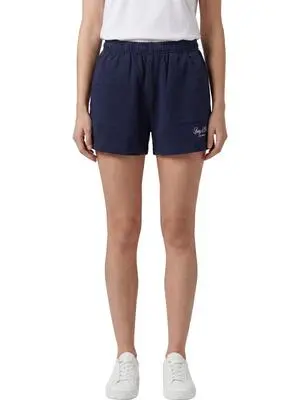 SPORTY & RICH Cotton Elasticated Waist Shorts - Navy