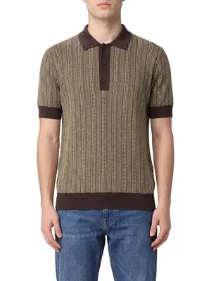 SALVATORE FERRAGAMO Striped Knit Polo In Wool And Viscose Blend With A Slim Fit