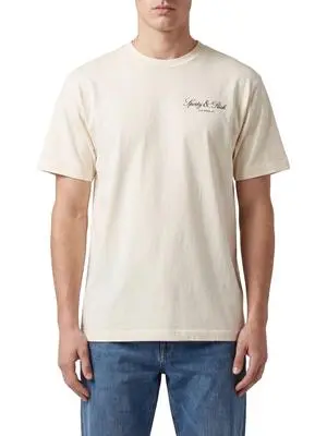 SPORTY & RICH Crewneck Cotton T-shirt With A Contrast Logo Print - Ecru
