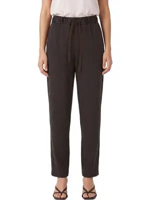SEMICOUTURE Cotton Blend Skinny Trousers With Drawstring Waist - Cocoa