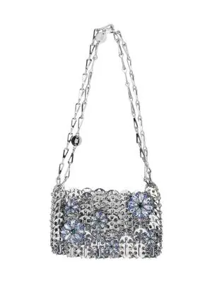 Rabanne 1969 Mini Shoulder Bag In Crystal-embellished Metal Mesh - Silver