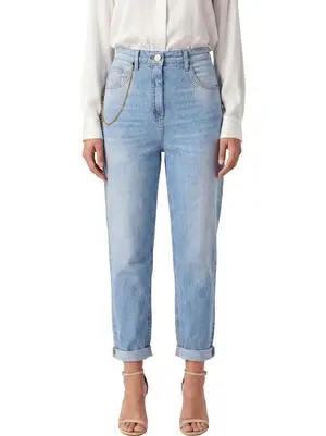 Elisabetta Franchi High-waisted Slim Fit Cropped Skinny Jeans - Blue